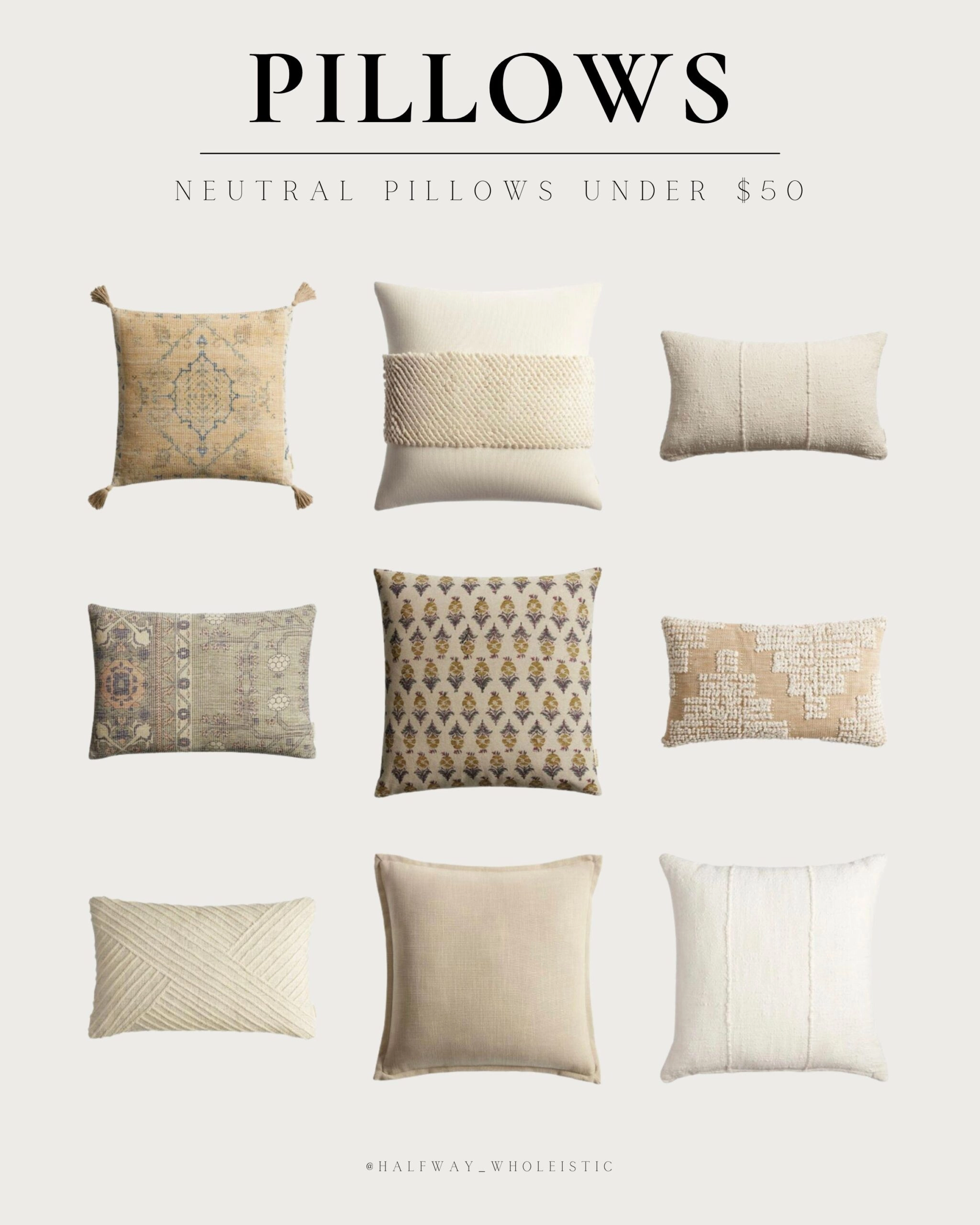 Neutral Throw Pillows Under $50 – Halfway Wholeistic
